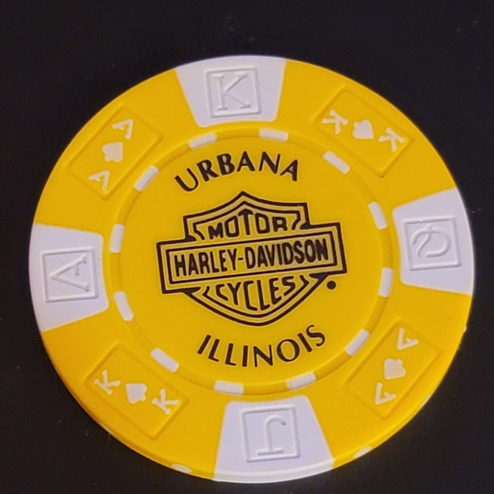 ANDRAE'S HD ~ ILLINOIS ~ (Yellow AKQJ) Harley Davidson Poker Chip | eBay