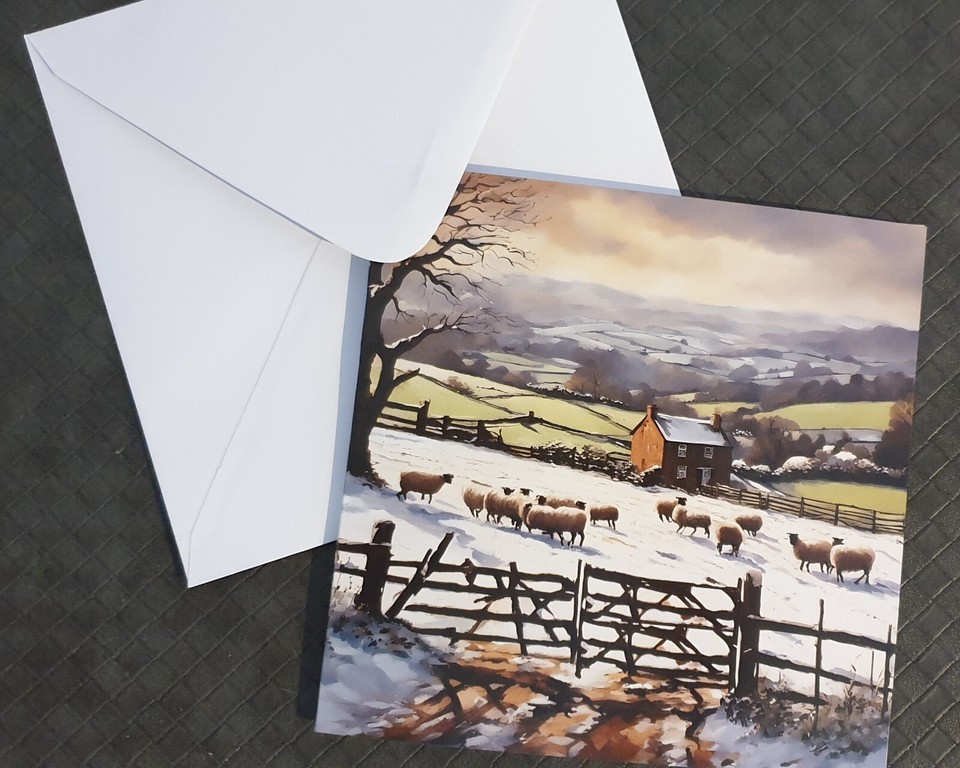 Christmas Card Countryside Winter Scene - Pack of 4 | eBay UK