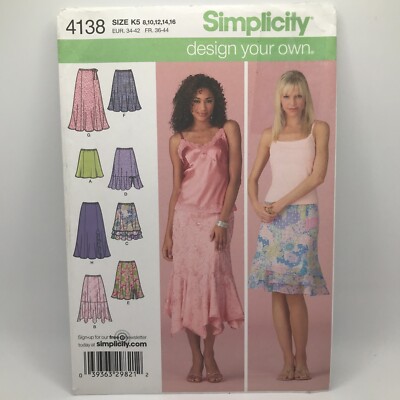 Simplicity 4138 Misses Sz 8-16 Design Your Own Skirt Length Sewing ...