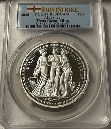 2020 Alderney Three Graces 5oz Silver Coin/PCGS PR70/DCAM/First Strike ...