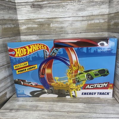 Hot Wheels Action Energy Track Double Power Loops Track Set w 3 Cars ...