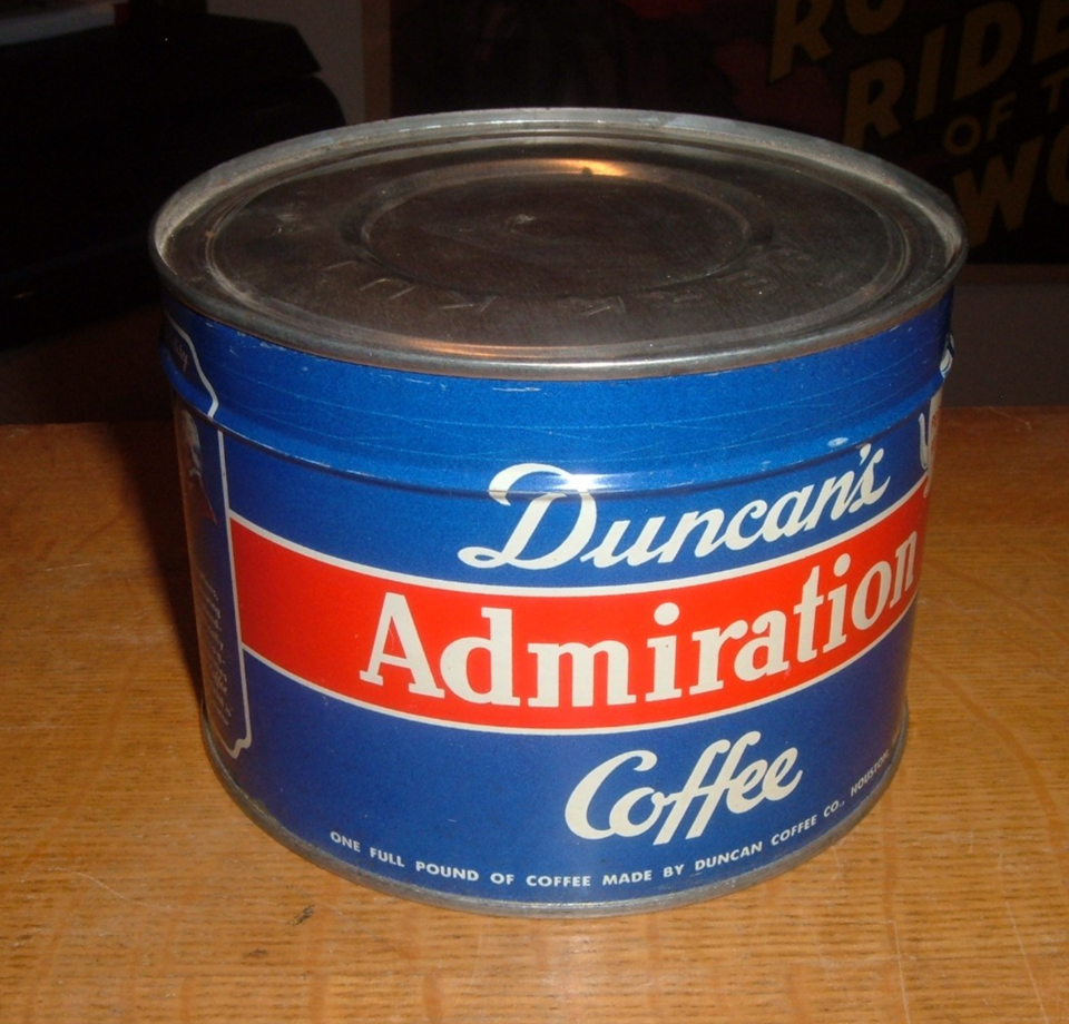 Duncan's Unopened Admiration 1 lb Coffee Can Tin Litho Advertising | eBay