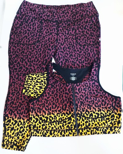 Torrid Black Yellow Purple Leopard Print Activewear - Size 3 | eBay