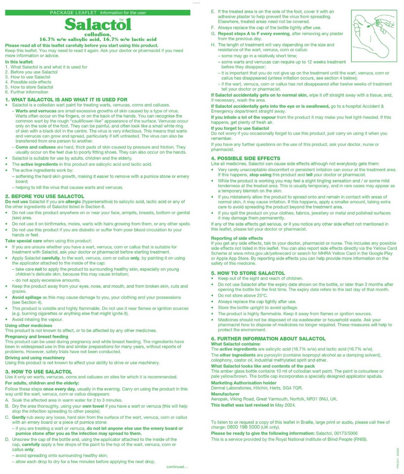 Salactol Warts Paint - For Verruca, Corns & Calluses - 10ml ...