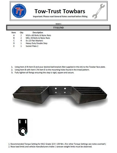 Towbar Mounted Step Heavy Duty Tow Bar Towstep Double Sided 4 Bolt ...