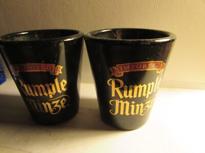 Set of 2-IMPORTED Rumple Minze Black Standard Shot Glass- gold-red logo ...