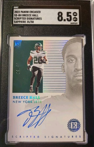 Breece Hall 2022 Panini Encased NFL Scripted Signatures Sapphire /50 ...