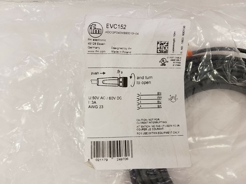 (Lot of 3) ifm Cables - EVC152, EVC143, EVC003 Lengths are all 10m | eBay