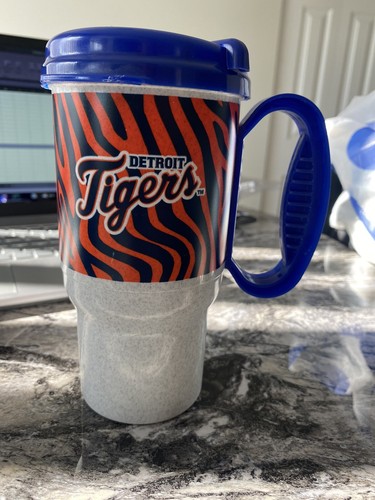 DETROIT TIGERS Vintage Tall Plastic Hot/Cold Coffee Cup Travel Mug with ...