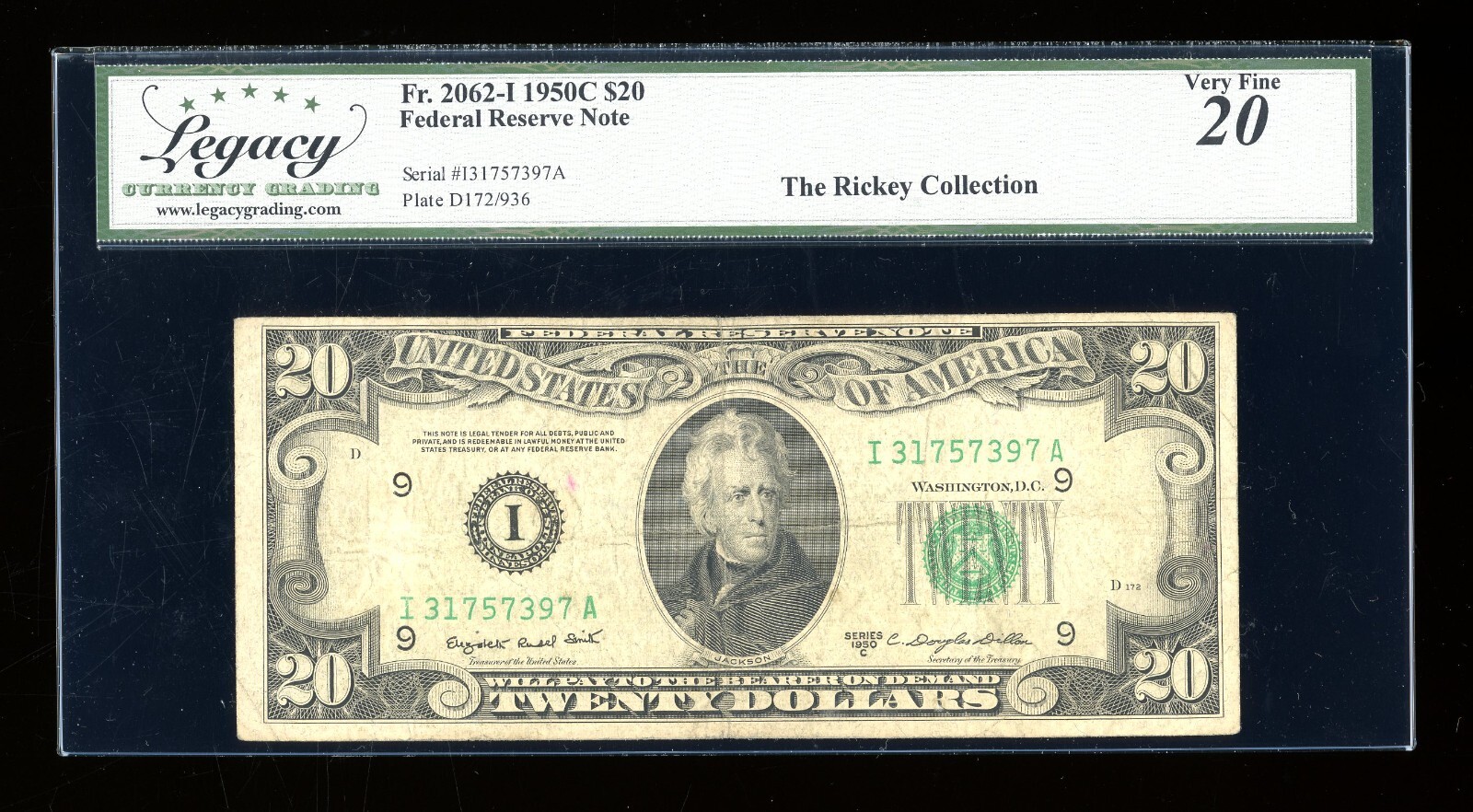 DBR 1950-C $20 FRN Minneapolis Fr. 2062-I Legacy VF-20 Serial ...