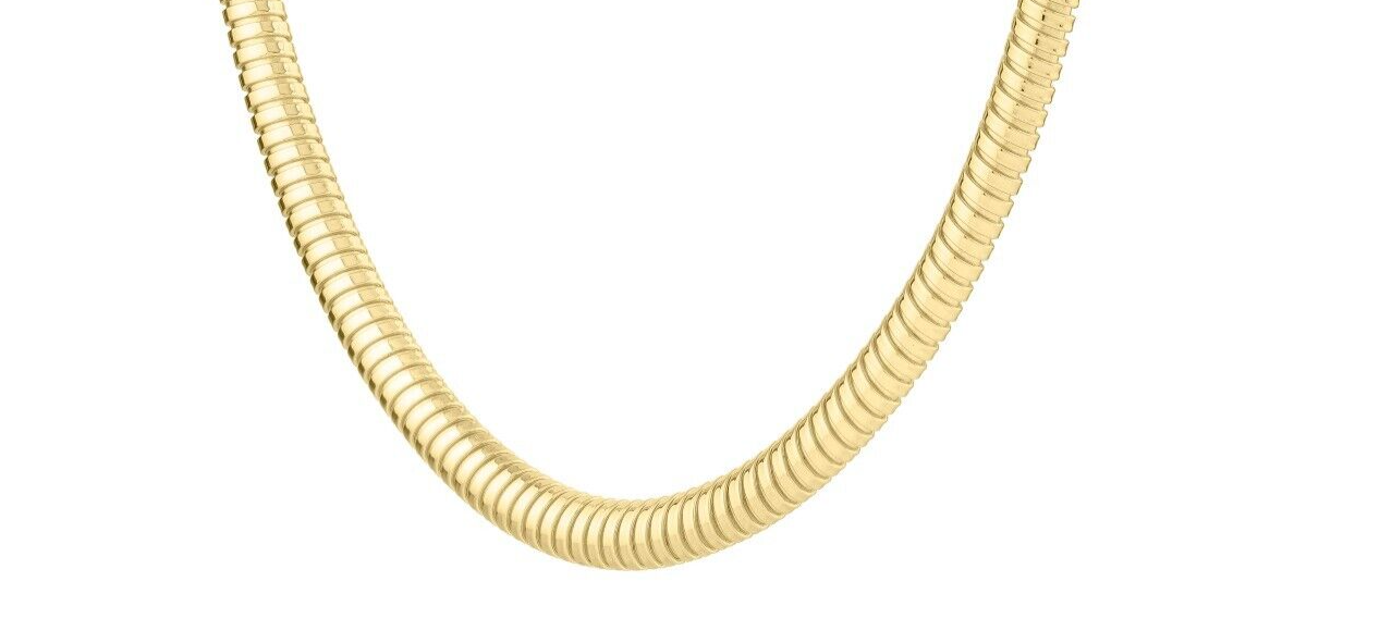 14k Yellow Gold 7" Slinky Tubogas Coil Wide Link Bangle/Bracelet 9grms ...