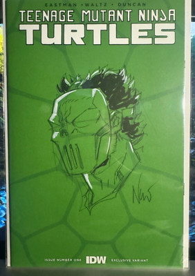 TMNT IDW #1 NYCC GREEN SHELL BLANK LIMITED 250 CASEY SKETCH & SIGNED ...