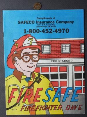 1989 Safeco Insurance Company UNUSED Fire Prevention Coloring Book w ...