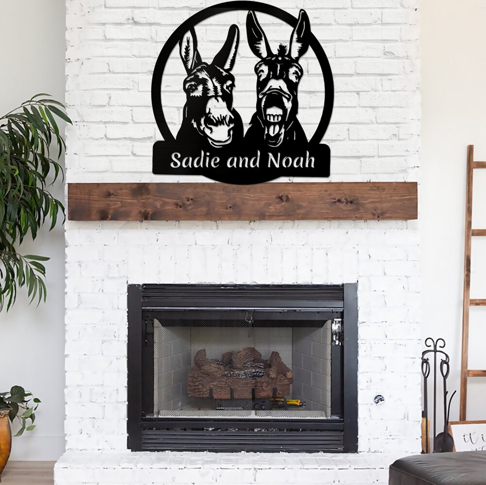 Personalized Donkey Metal Name Sign, Custom Donkey Farm Wall Art Decor ...