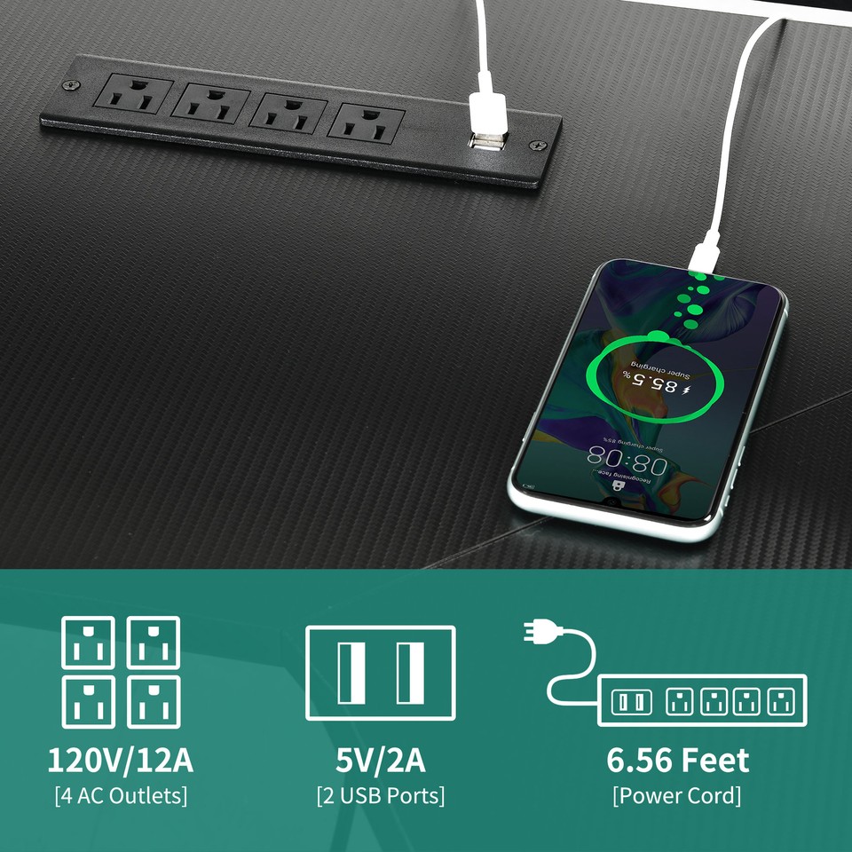 L-Shaped Gaming Desk Corner Table Computer Desk with RGB Light & Power ...