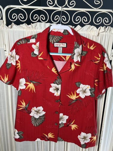 Tropical Hawaiian Island Blouse Women’s Size L Red Vacation Cruise ...