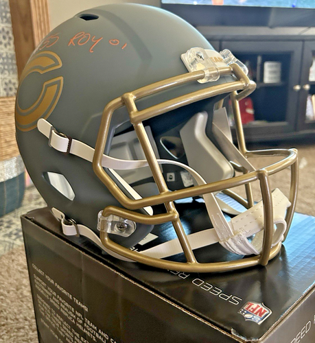 Anthony Thomas Signed Bears SLATE Riddell Full Size Rep Helmet w/ROY'01 ...