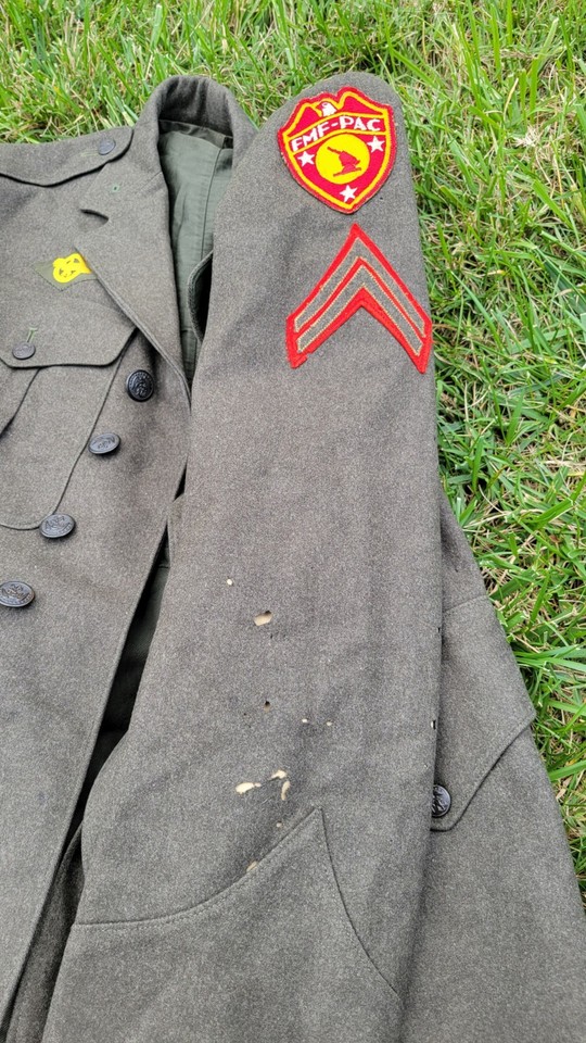 WW2 USMC Marine Corps Uniform Jackets Fmf Pac Patched Original Named ...