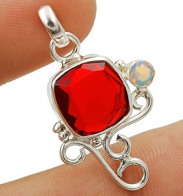 3CT Natural Fire Garnet 925 Sterling Silver Pendant Jewelry 1 1/4" Long @11-7 | eBay