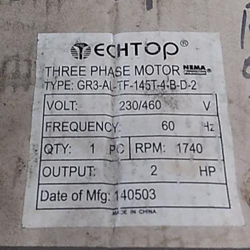 Techtop GR3-AL-TF-145T-4-B-D-2 Inverter Duty AC Motor 2HP Frame 145T | eBay