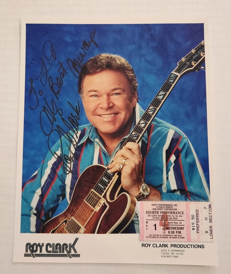 Roy Clark Hand Signed Photo 8X10 Country Music Singer HEE HAW 1991 ...