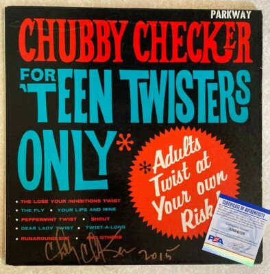 CHUBBY CHECKER Signed Autographed TEEN TWISTERS Vinyl RECORD Album LP ...