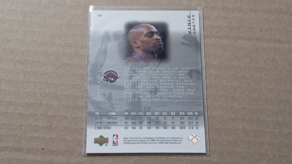 Vince Carter 2000-01 Upper Deck Black Diamond Base Card #79 Toronto ...
