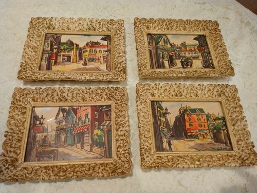 John R Good French STREET SCENE Print FRAMED UNDER GLASS SET OF 4 ...