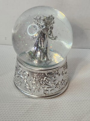 Angel w/ Harp Musical Snow Globe w/ Silver Base Joy to the World | eBay