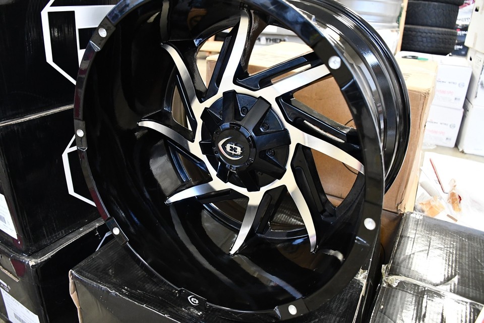 Set 4 17" Vision 422 Prowler Gloss Black Machined Face Wheels 17x9 6x5 ...