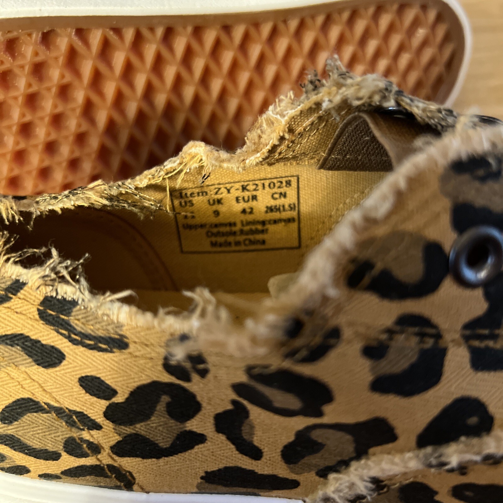 ladies Canvas shoes size 11 leopard print NO Laces sneakers slip ons no ...