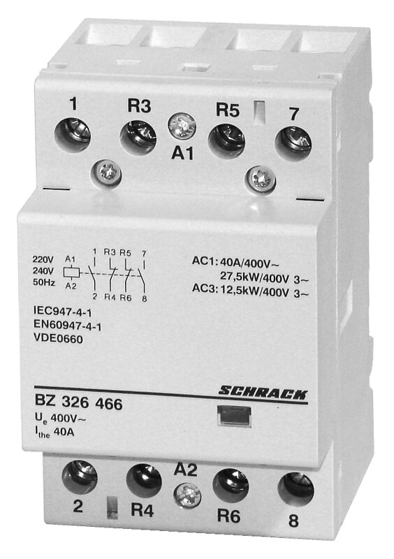Modular contactor SCHRACK 40A AC-1, 2NO+2NC contacts, coil voltage ...