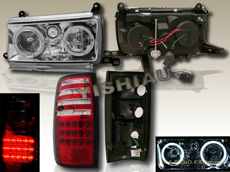 91 92 93 94 TOYOTA LAND CRUISER FJ82 HALO CLEAR LENS HEADLIGHTS+ LED ...