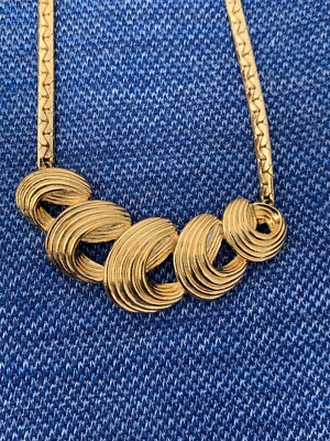 Vintage Golden Shell Figure 8 Gold Necklace Herringbone Chain 8 " Total ...