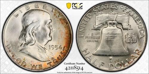 1954 D PCGS MS66FBL Full Bell Lines Franklin Half Dollar | eBay