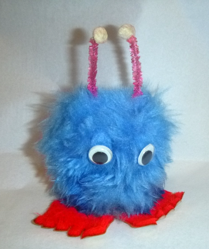 Vtg 70s Fuzzy Weepul Dude Blue Red Faux Fur Feet 5" H | eBay