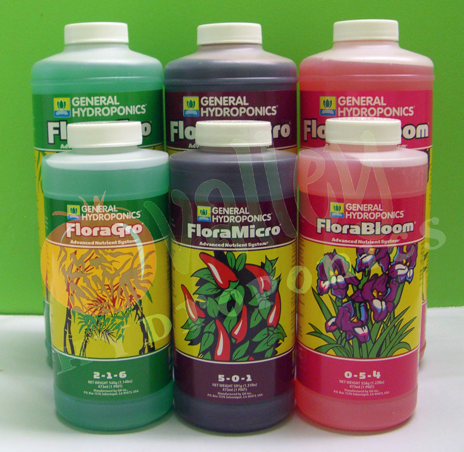 General Hydroponics 3-Part FLORA SERIES PT QT: FloraGro FloraMicro ...
