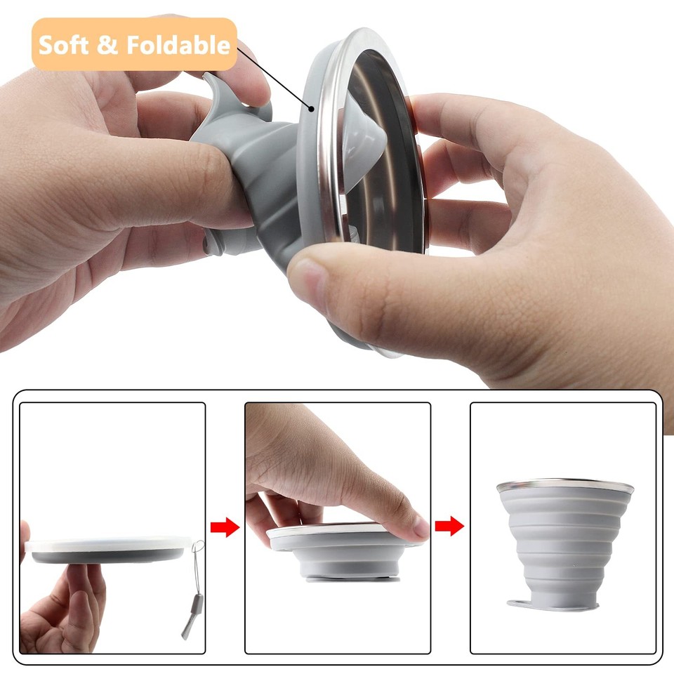 2 Pack Silicone Collapsible Travel Cup Portable Folding Camping Cup ...