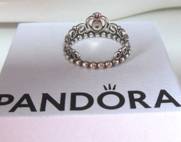 Pandora Stamped S925 ALE 52 Princess Tiara Crown Ring… - Gem
