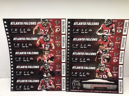 2016 ATLANTA FALCONS FOOTBALL SEASON TICKET STRIP SHEETS STUB GEORGIA ...