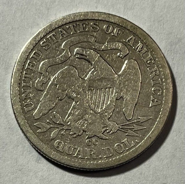 USA - Seated Liberty Quarter - 25 Cents 1876CC - Fine Details - Cleaned ...