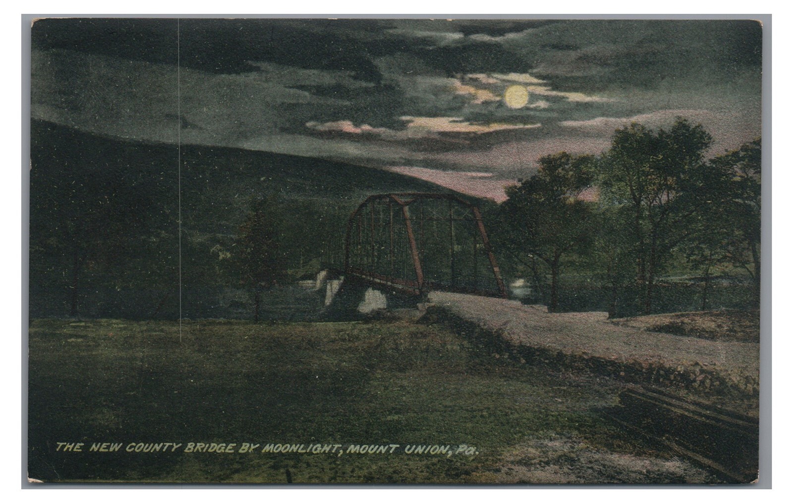 New County Bridge at Night Mt MOUNT UNION PA Huntingdon County Postcard ...
