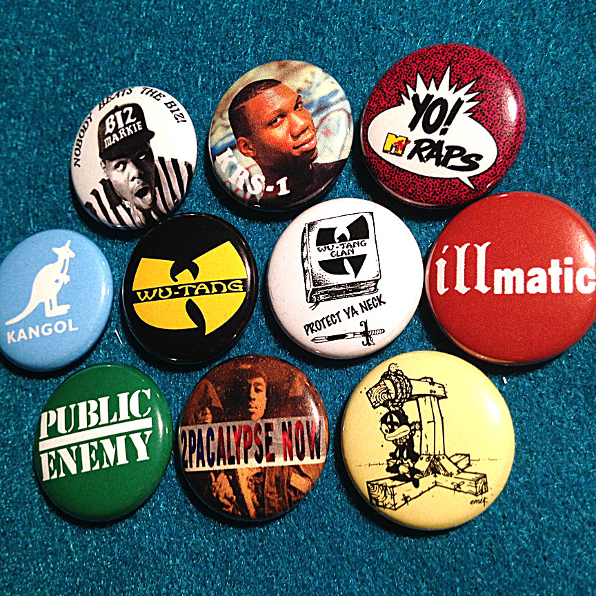 10 Hip Hop 1" Pinback Buttons - rap nas 2pac tupac wu-tang biz - FREE ...