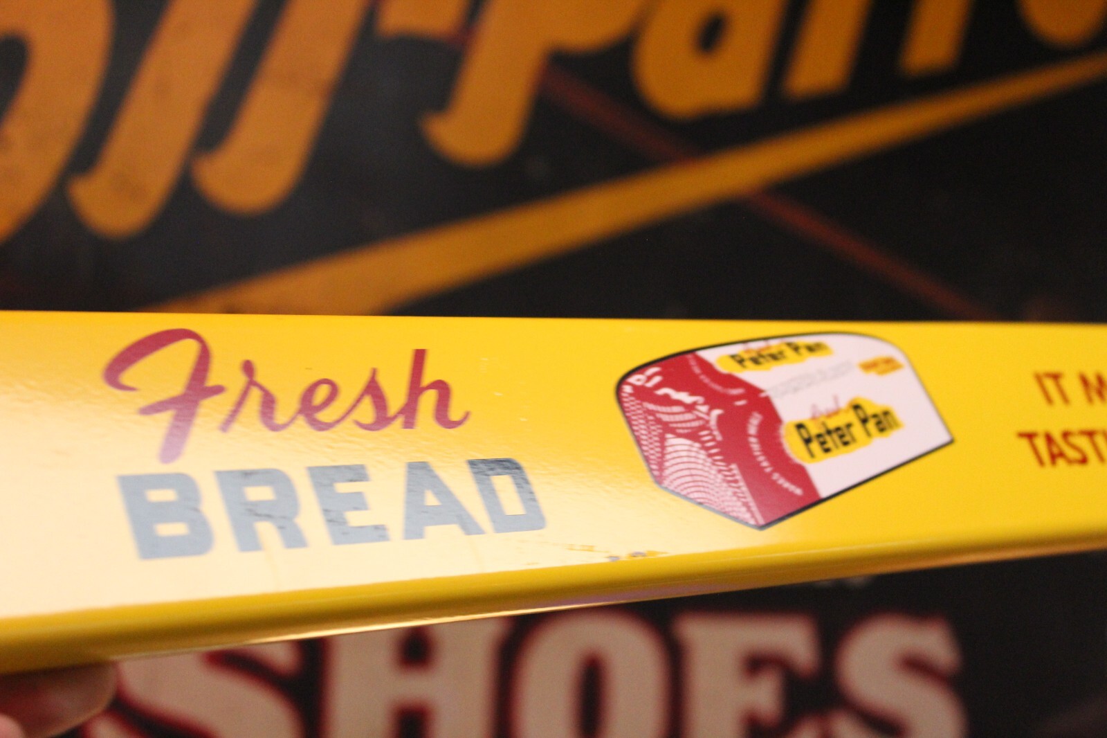 RARE 1950s PETER PAN BREAD PAINTED METAL DOOR PUSH BAR SIGN COUNTRY ...