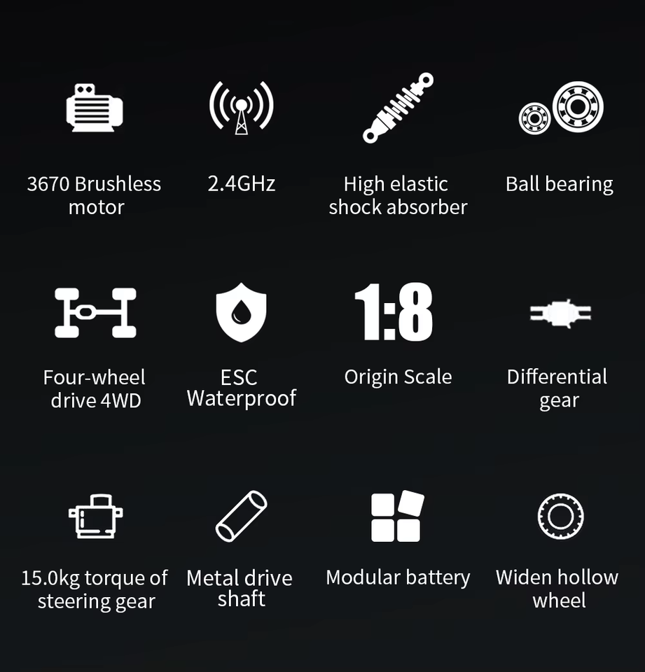 RAPTOR N518 4WD 1/8 SCALE 100KMH BIG FOOT BRUSHLESS BASHER RC TRUCK RTR ...