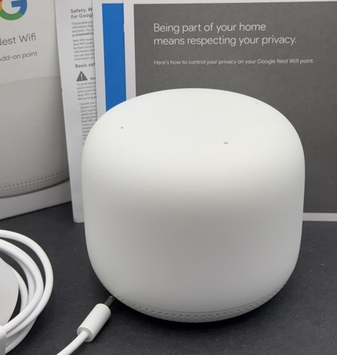 Google Nest WIFI AC1200 Add-on Point Range Extender Model H2E White w ...