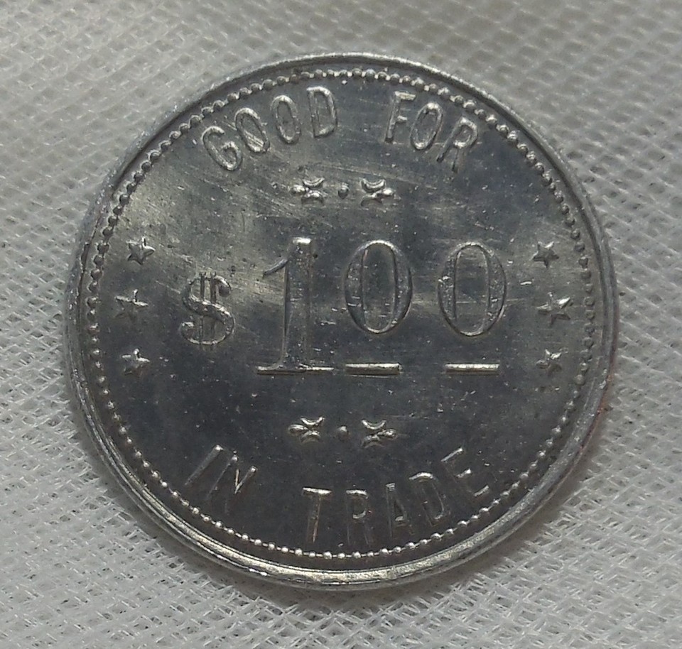 KINZUA OREGON K.P.M. KINZUA PINE MILLS CO. $1.00 ALUMINUM LUMBER SCRIP ...