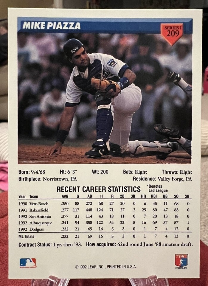 1993 Donruss MLB - #209 Mike Piazza - Rated Rookie Card - Dodgers | eBay