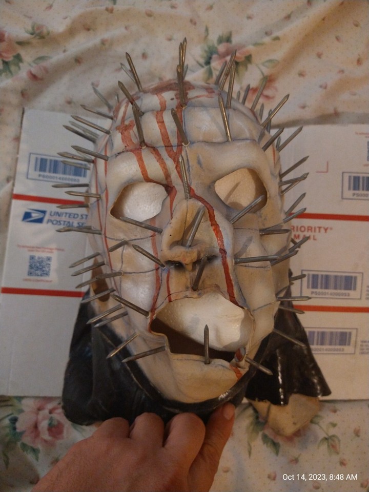vintage 1993 hellraiser 3 pinhead mask fifth ave ent metal nails READ ...