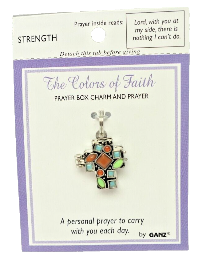 GANZ The Colors of Faith Prayer Box Charm & Prayer #EA7928 Strength 1-1 ...